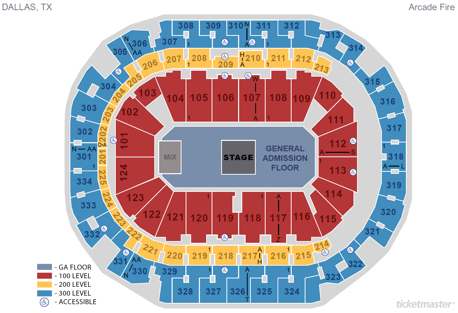 American Airlines Center Detailed Seating